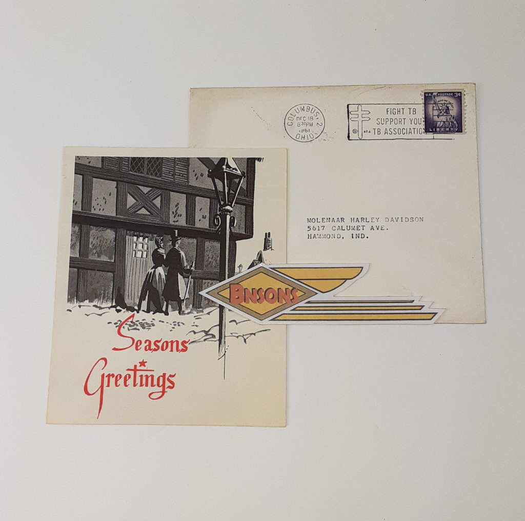 ORIGINAL HARLEY (1961 DIXIE) SEASONS GREETINGS CARD-PANHEAD ...