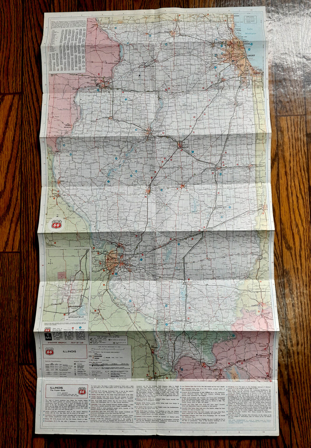 Vintage 1972 ‘ Phillips 66 ‘ Illinois Map – The Flying Dutchgirl