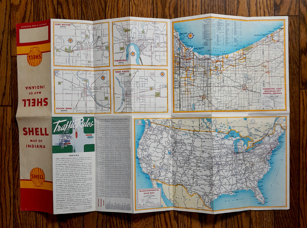 Vintage 1960 ‘ Shell Gasoline ‘ Indiana Map – The Flying Dutchgirl