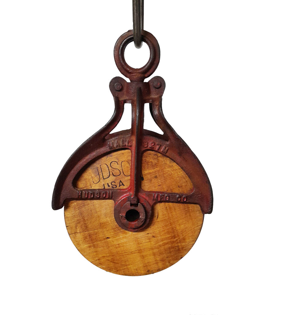 Large Antique Cast Iron HUDSON Barn Pulley – Wood Wheel (096) – The ...